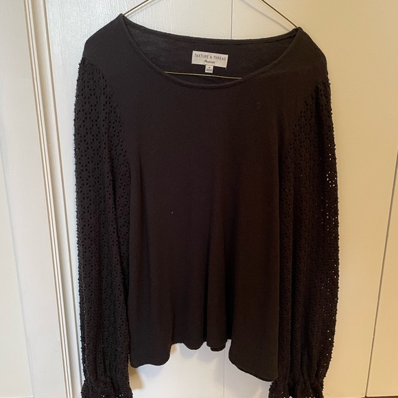 Madewell | Tops | Madewell Texture Thread Eyelet Mix Ruffle Sleeve ...